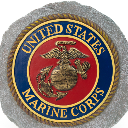 Garden Stone with USMC Emblem & Flags - The Marine Shop