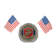 Garden Stone with USMC Emblem & Flags - The Marine Shop