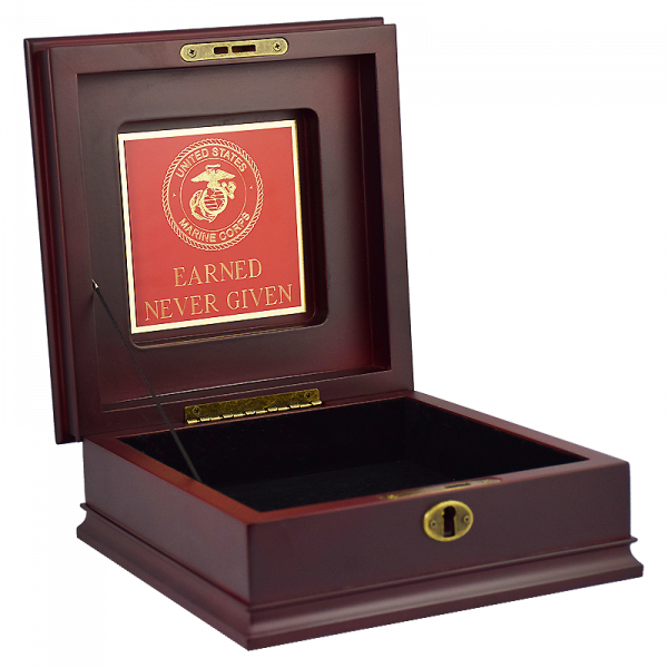 Desktop Box with USMC Emblem Medallion - The Marine Shop
