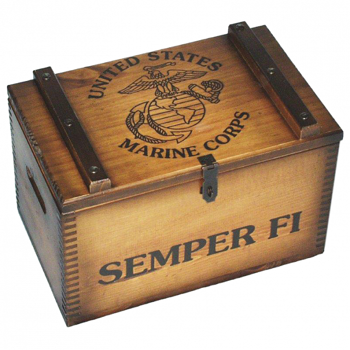Wooden USMC Ammo Box with Hasp for Lock - The Marine Shop