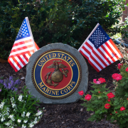 Garden Stone with USMC Emblem & Flags - The Marine Shop
