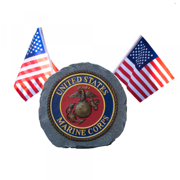 Garden Stone with USMC Emblem & Flags - The Marine Shop