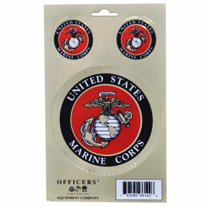 Gold Embossed USMC Emblem Decal Set - The Marine Shop