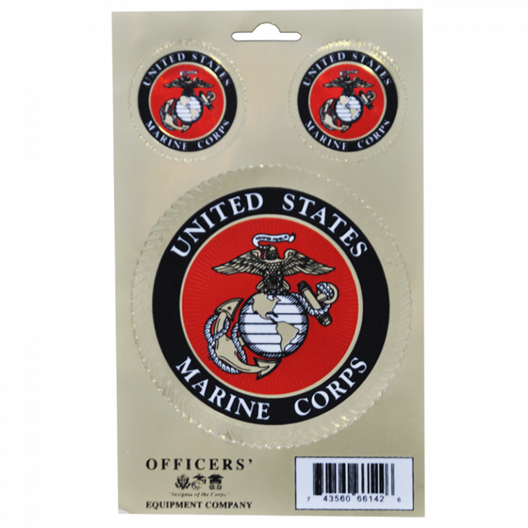 Gold Embossed USMC Emblem Decal Set - The Marine Shop