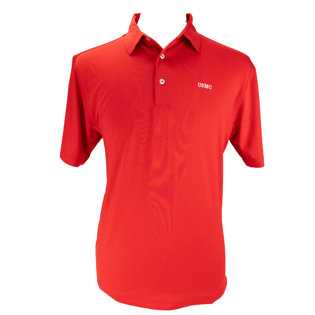 Jersey Fabric USMC Polo-Red - The Marine Shop