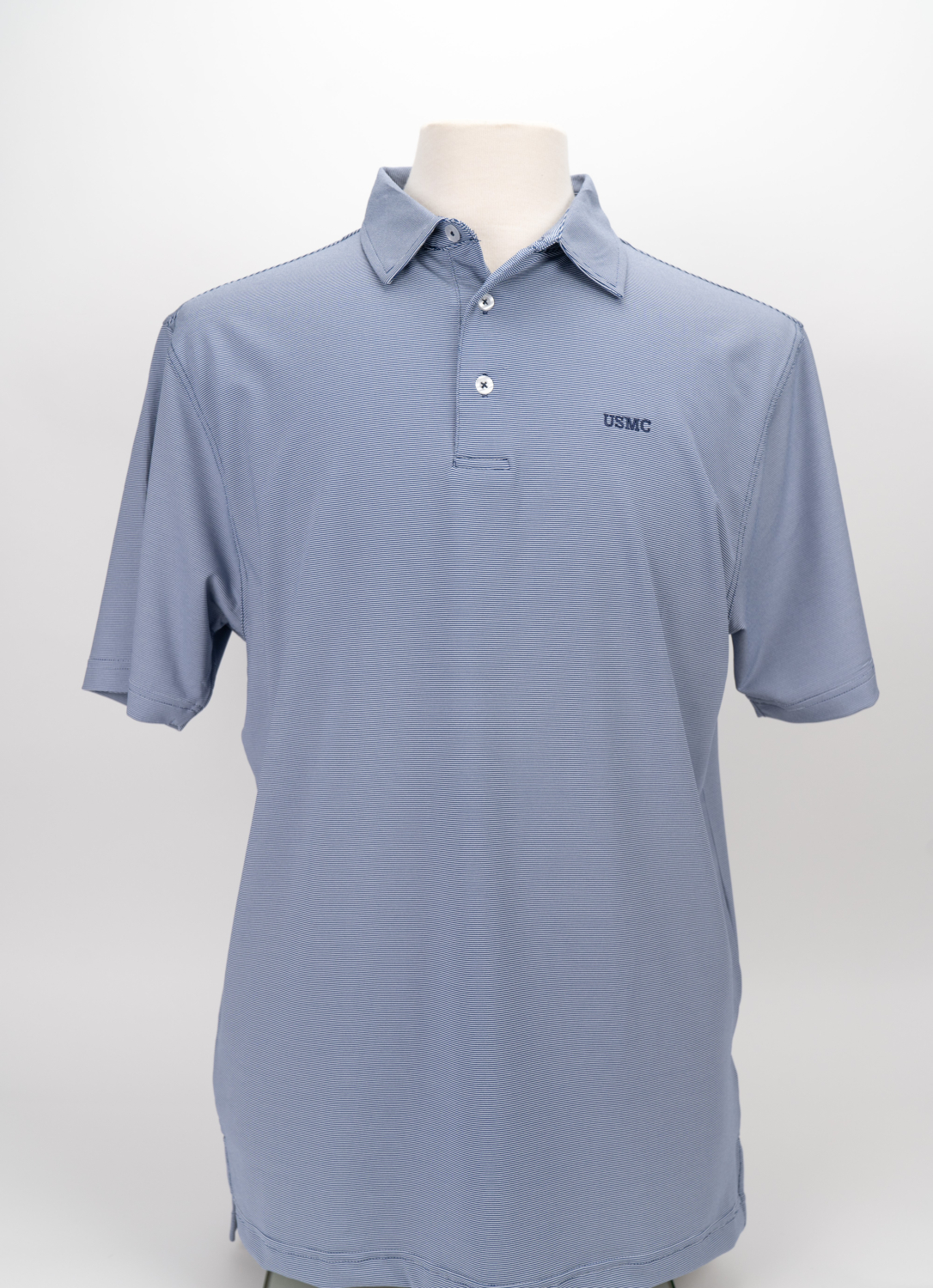 Pinstripe USMC Polo-Navy/White - The Marine Shop